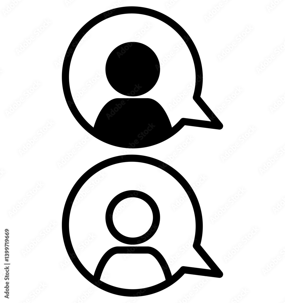 user chat icon, simple flat style, illustration, logo sign symbol ...