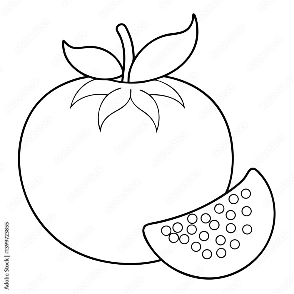 Healthy Harvest: Tomato and Lentil Outline Coloring Page Stock Vector ...