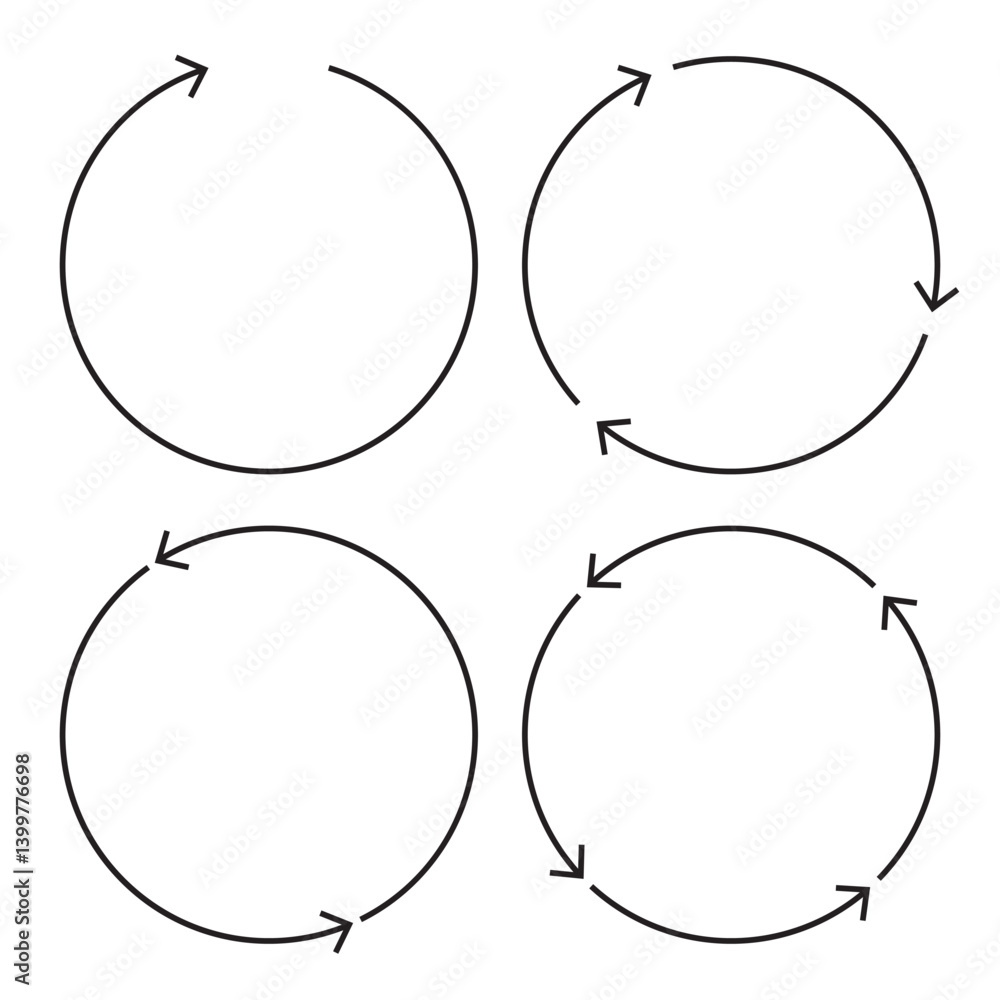 A set of four circular arrows in various directions. Each arrow ...