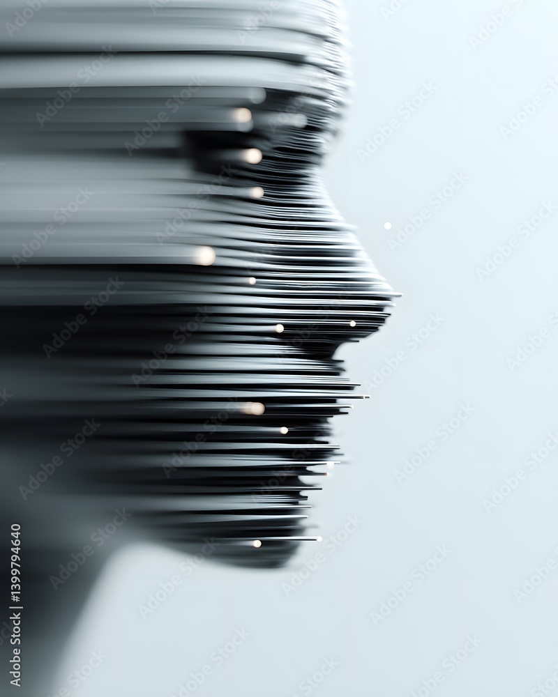 Predictive AI engine represented by flowing data curves, machine ...