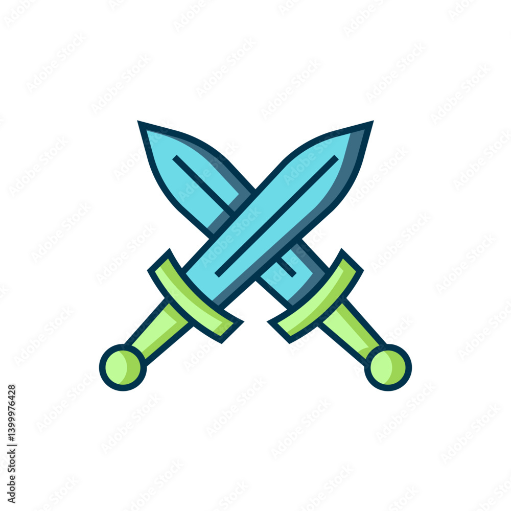 Filled outline Crossed medieval sword icon isolated on white background ...