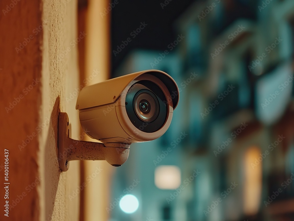 Security camera monitors the street, safeguarding the neighborhood at ...