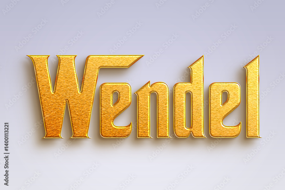 Gold text effect of Deutsche name Wendel on light-blue background ...