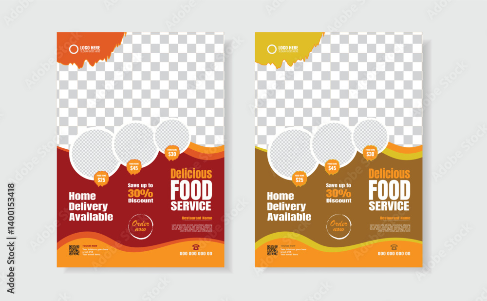 Food flyer design a4 size and print design for vector template, healthy ...