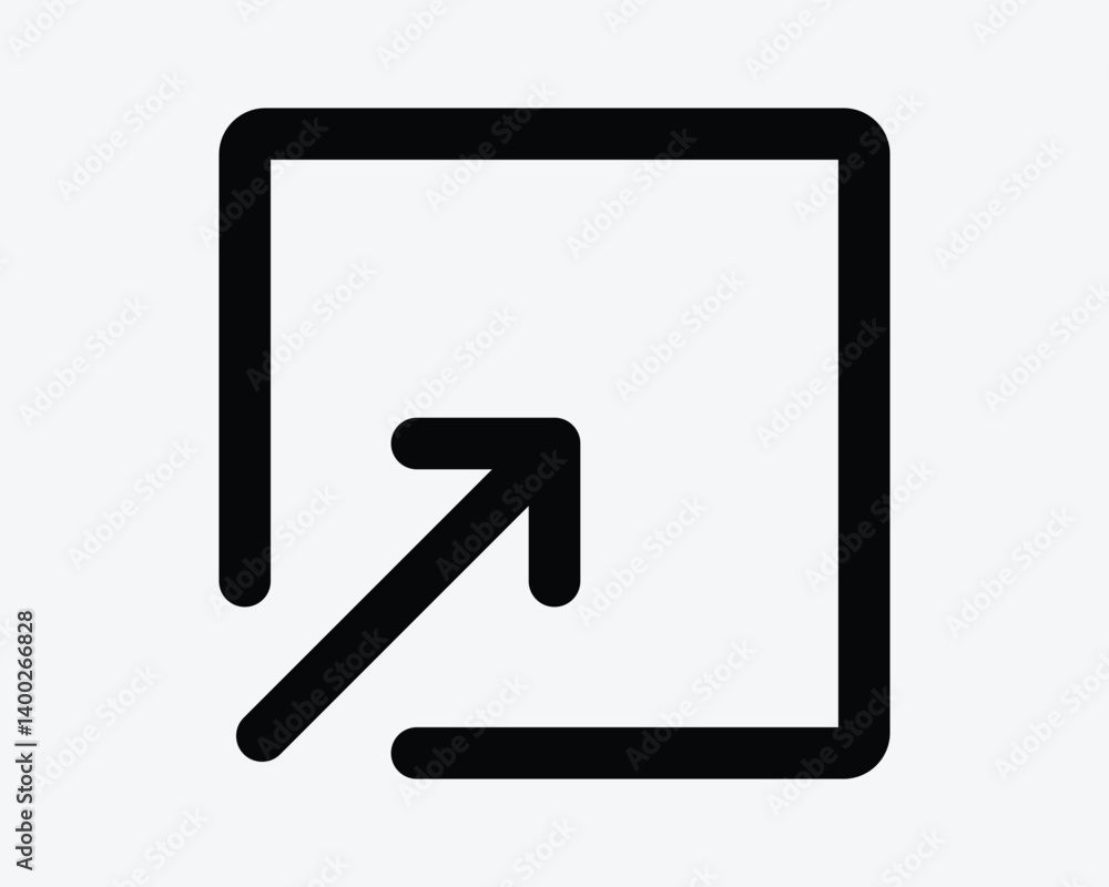 Open New Window Tab Outline Line Arrow Icon Sign Symbol Pointer File URL Site Link Hyperlink ...