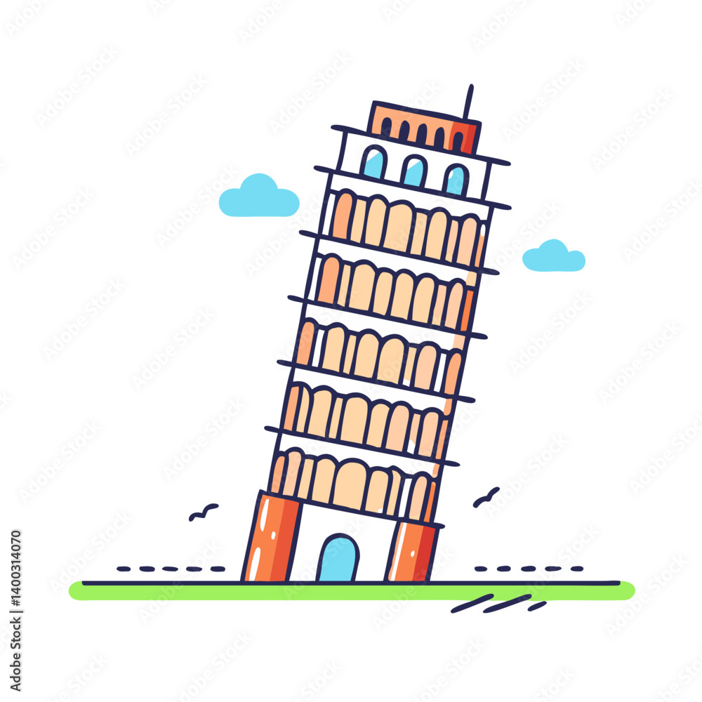 leaning tower of pisa icon, leaning tower of pisa vector illustration ...