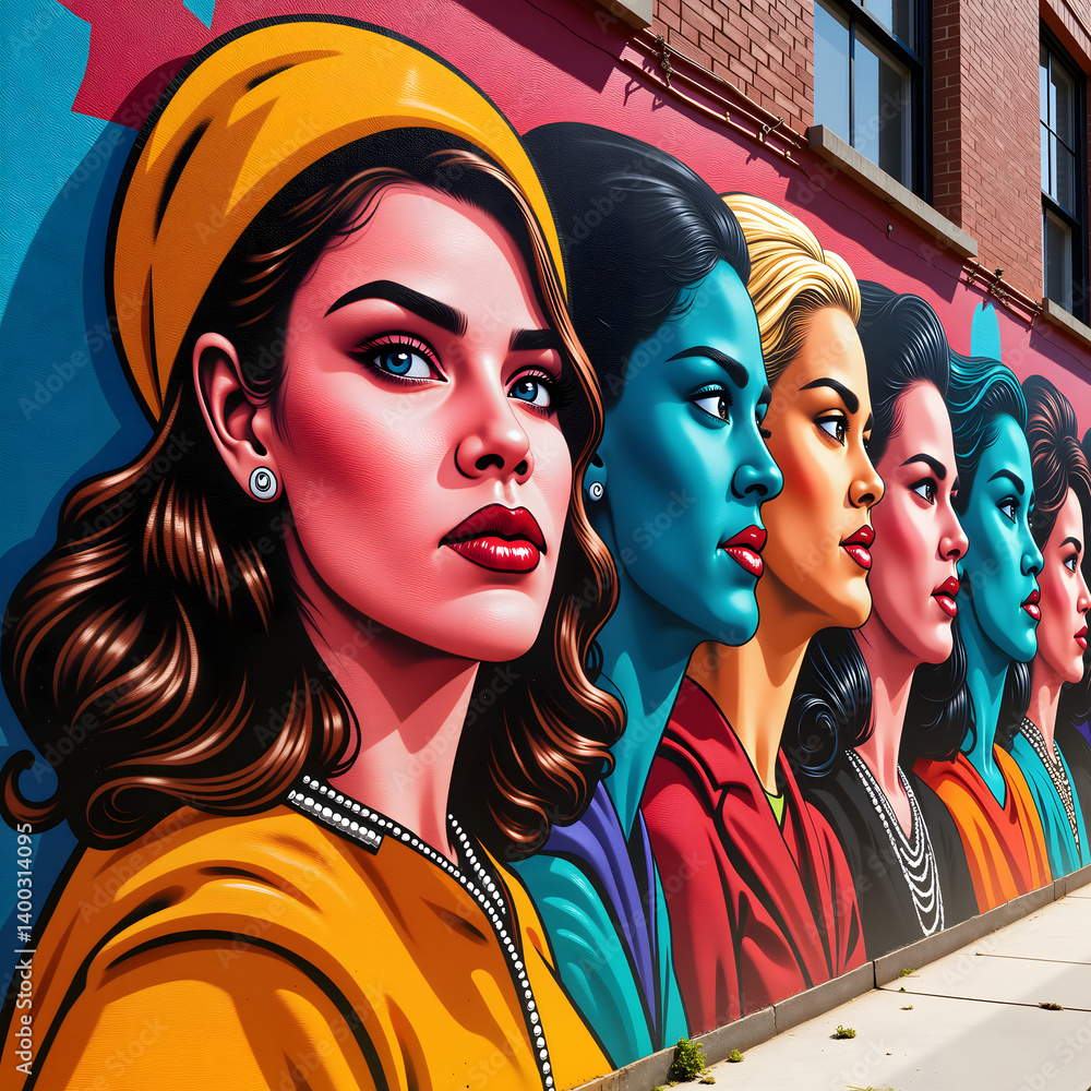 Vibrant Mural of Influential Female Leaders in Urban Alleyway for ...