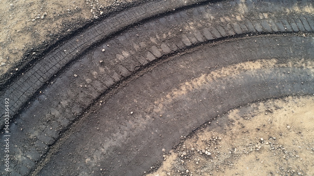 Tire Tracks Imprinted on Earthy Ground, Aerial View of Vehicle Marks on ...