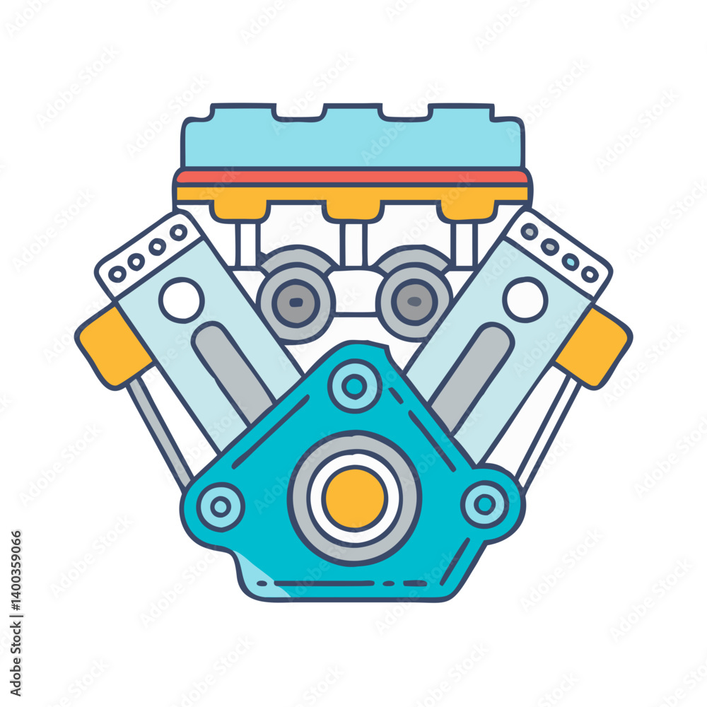 v8 engine icon, v8 engine vector illustration-simple illustration of v8 ...