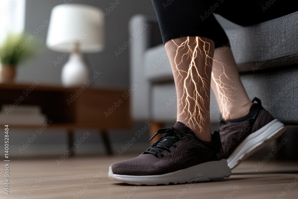 Bare leg signal: nerve impulse, electric surge, muscle strain, varicose ...