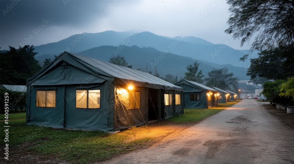 Disaster relief and earthquake emergency response, A tranquil campsite ...