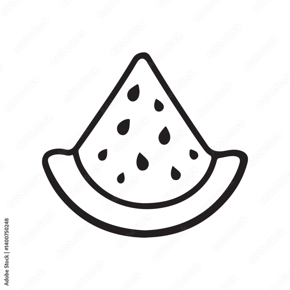 Triangle shaped watermelon slice outline coloring page for kids ...