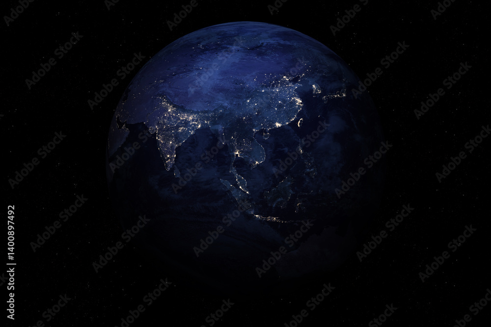 Earth. Eastern hemisphere. Planet Earth At Night. East and South Asia ...