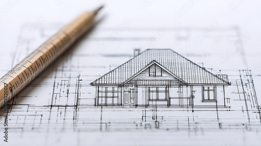 House elevation plan with labeled components blueprint high resolution ...