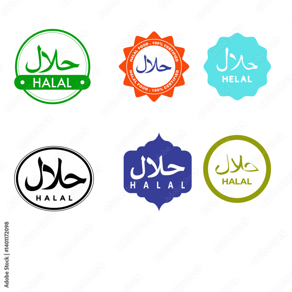 A Halal illustration showcases symbols, such as Arabic calligraphy or ...