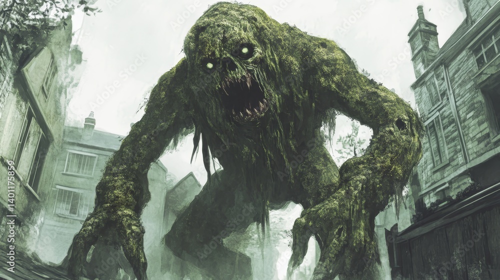 Monstrous Creature in Urban Setting - A massive, decaying creature ...