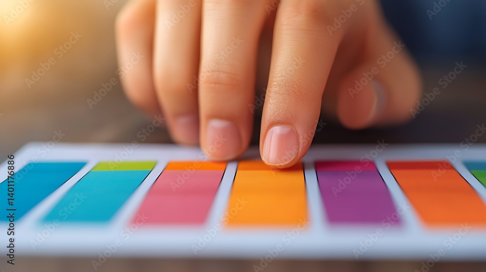 Close-up Hand Touching Colorful Chart Demonstrating Analysis, Financial ...