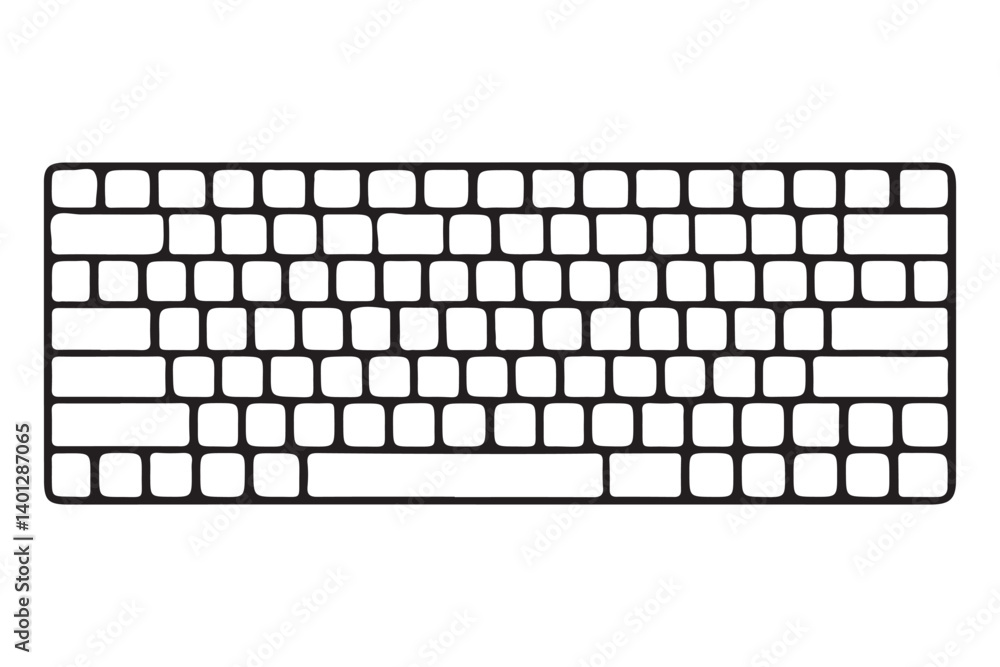 Black Silhouette Keyboard Layout Illustration for Designers and ...