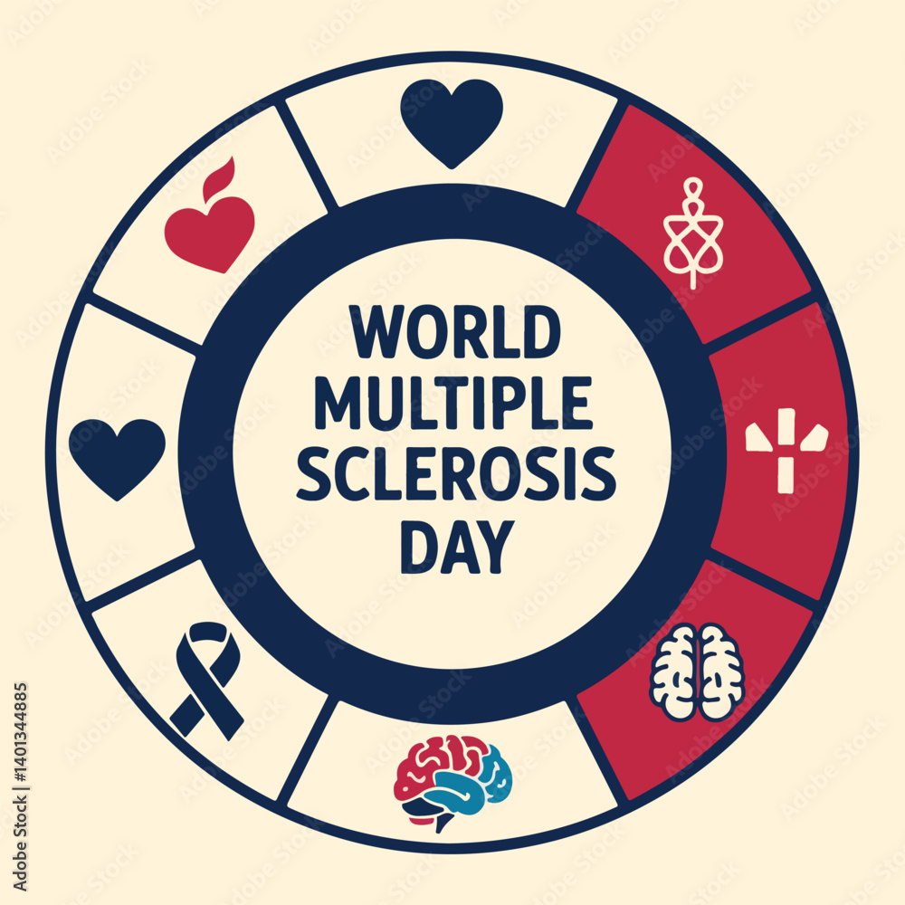 Solid Color MS Awareness Ribbon with Puzzle Pieces, Supportive Figures ...