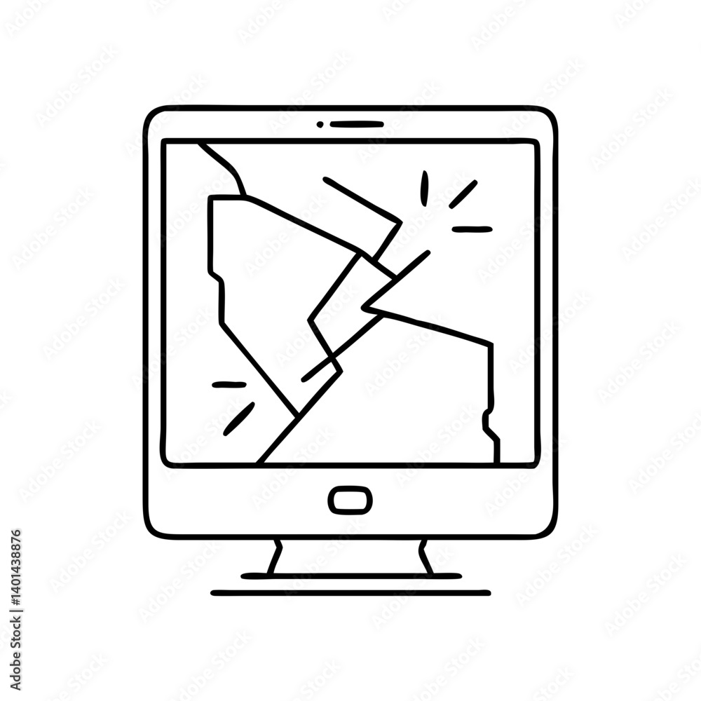 Praca wektorowa bez tantiem: fake broken screen icon, fake broken ...