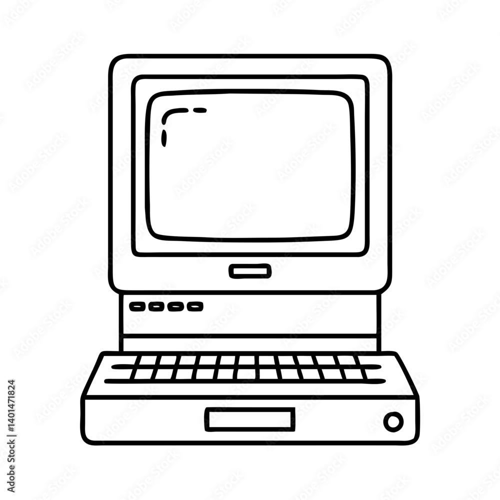 mac computer from the 80s icon, mac computer from the 80s line art ...