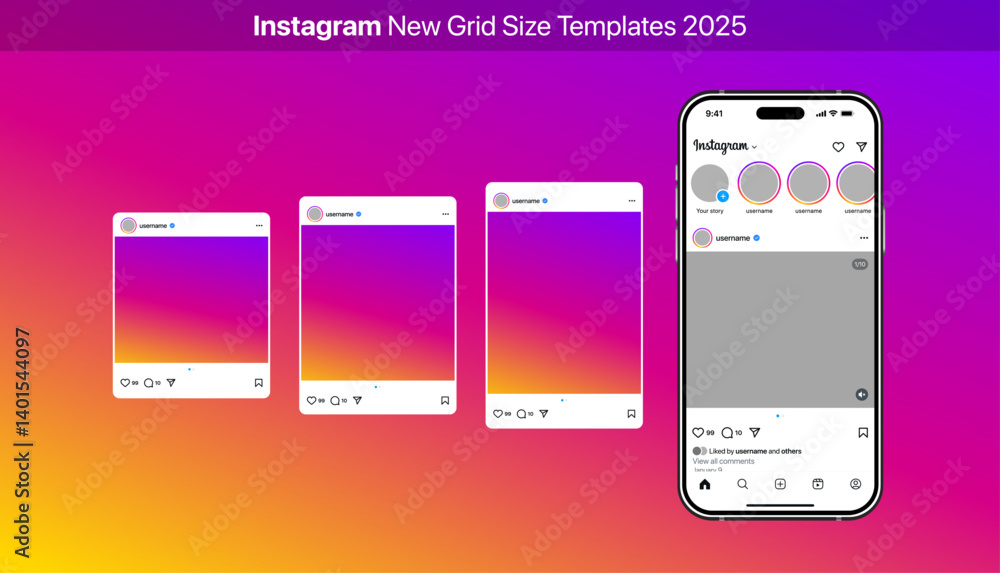 Instagram new grid size template update 2025 – Instagram social network ...