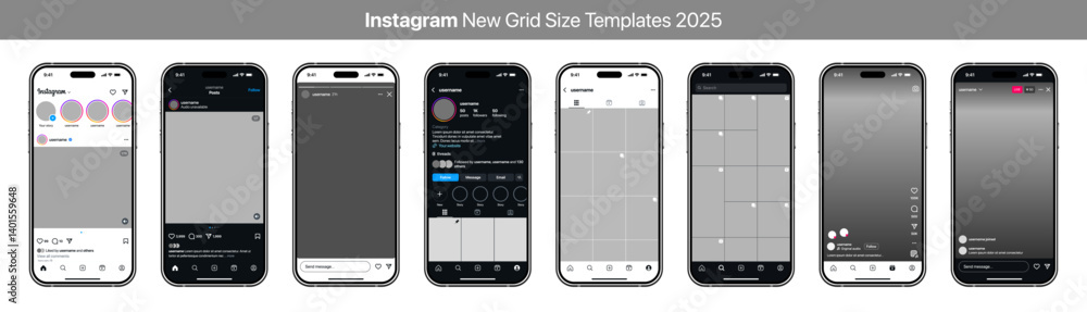 Instagram new grid size template update 2025 – Instagram social network ...