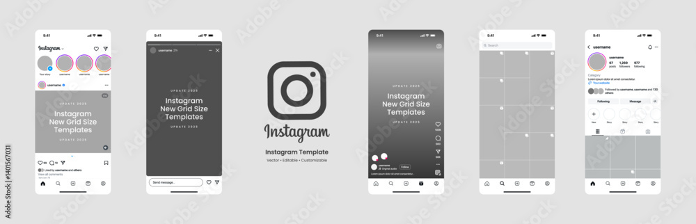 Instagram new grid size template update 2025 – Instagram social network ...