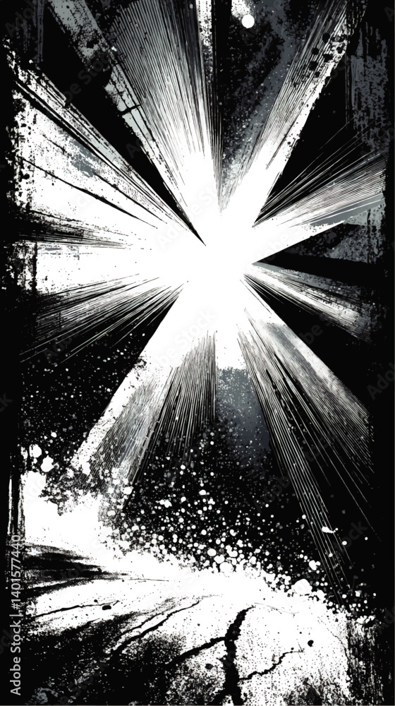 Dramatic Black and White Vector Illustration Featuring Powerful Grunge ...