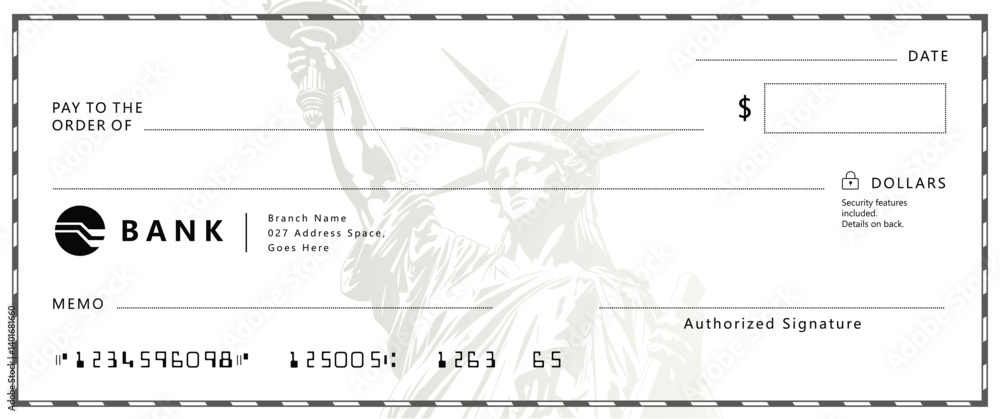 Bank check, vector blank money cheque, checkbook template with ...