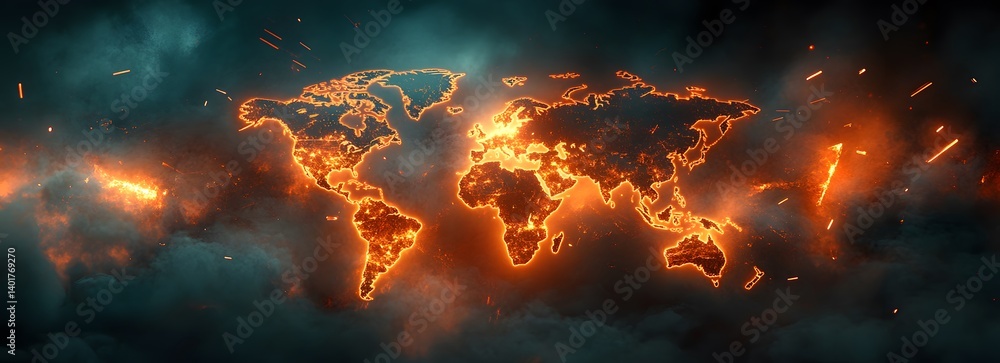 Illustration of tariff conflict and global economic tension with ...