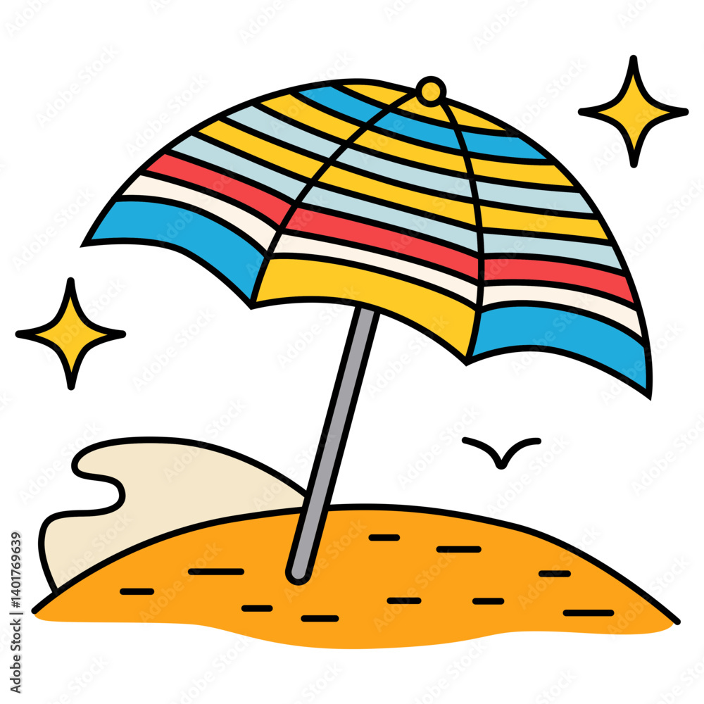 Beach Umbrella Summer Clipart Vector SVG Design Stock Vector | Adobe Stock