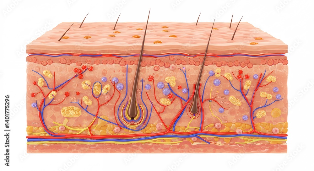 Detailed human skin cross section anatomy illustration Stock ...