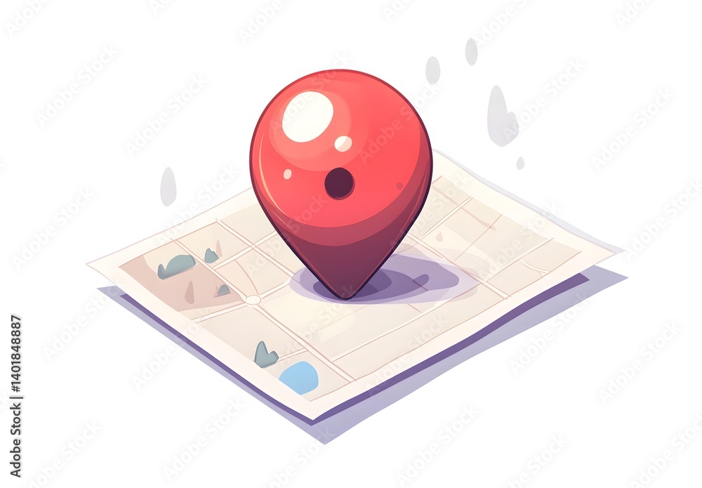 Geo-spatial Header, red pin on map icon with white background, flat ...