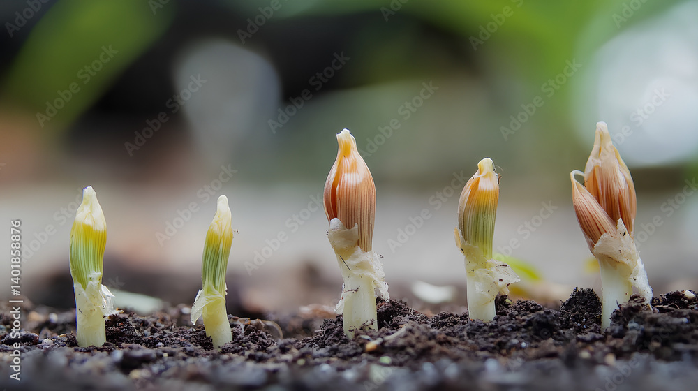 Plant growth stages from seed to mature plant. Seedling evolution ...