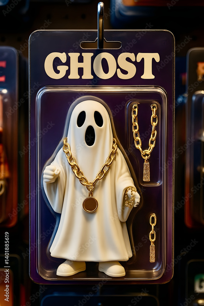 Unique ghost figure with accessories displayed in a collectible ...