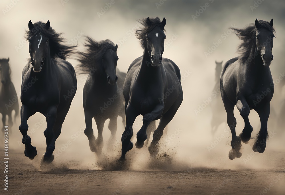 horses running black four judgement stormy light apocalyptic animal ...
