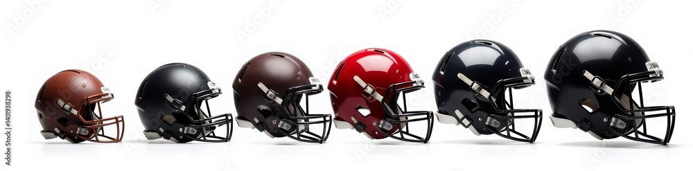 Evolution of football helmets from leather to modern design in black ...