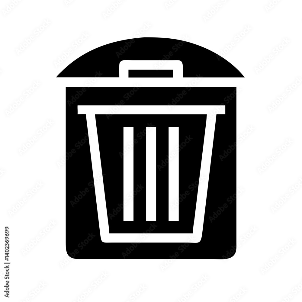 Trash Can Icon: Simple black and white icon of a trash can, perfect for ...