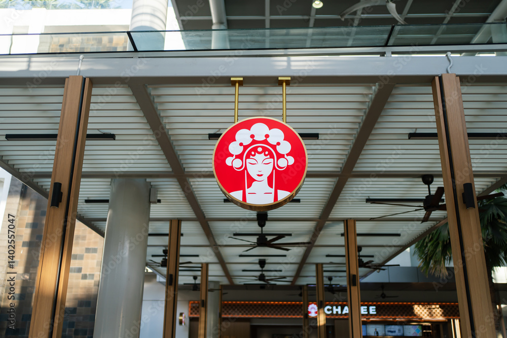 PENANG, MALAYSIA - APR 10, 2025: Chagee milk tea store sign hanging ...