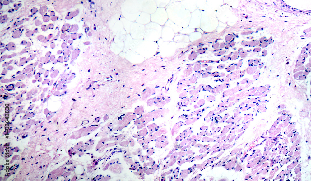 Skeletal muscle atrophy, photomicrograph showing decreased fiber size ...