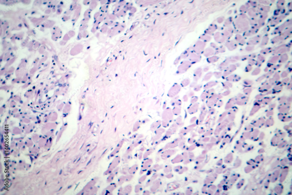 Skeletal muscle atrophy, photomicrograph showing decreased fiber size ...