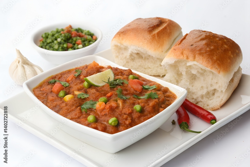 Foto de Stock Delicious Pav Bhaji Isolated on Transparent Background ...