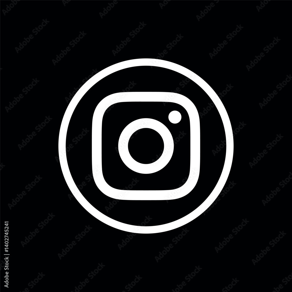 Instagram Logo White Circle Outline Icon, IG App Vector, Editable SVG ...