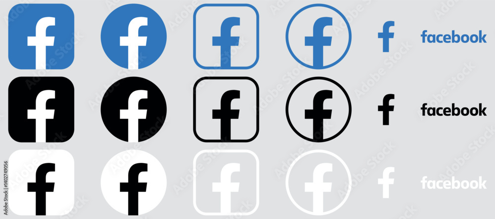 Facebook Logo Mega Bundle Icon Set, FB App Vector, Editable SVG, PNG ...
