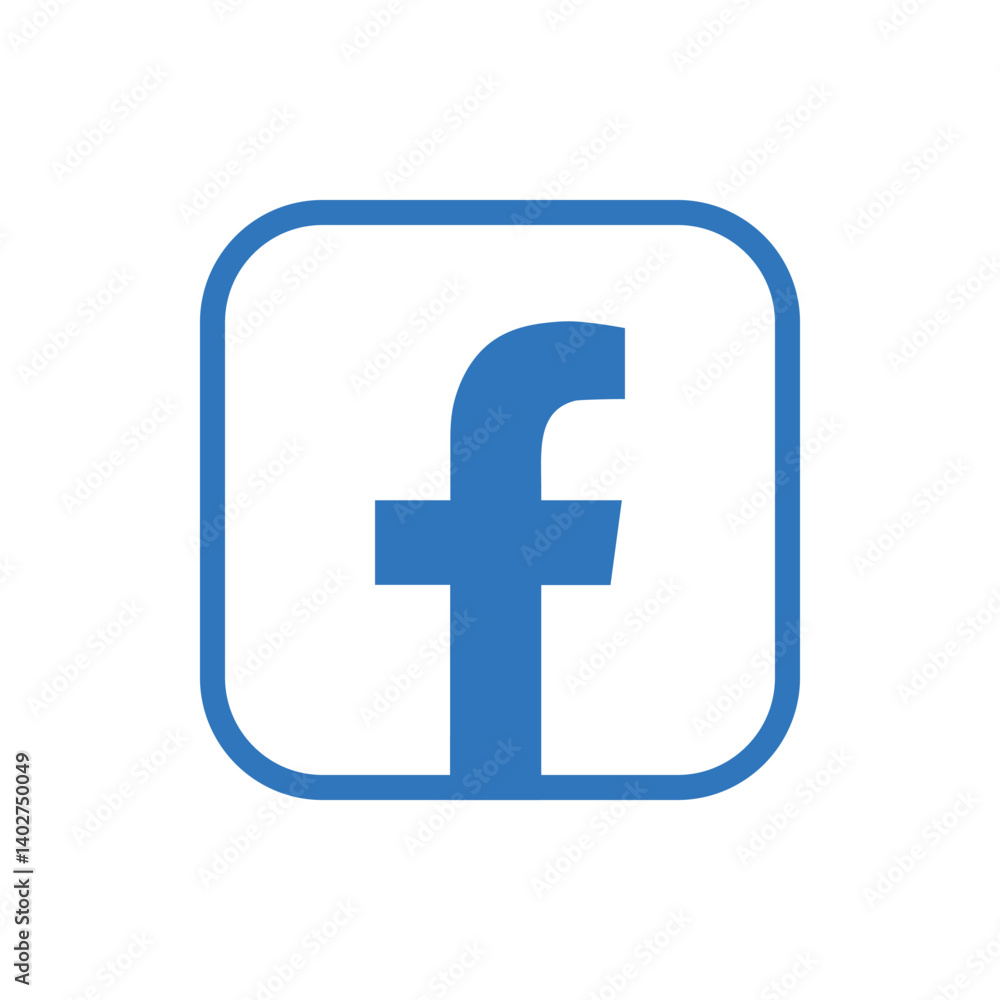 Facebook Logo Outline Icon, FB App Vector, Editable SVG, PNG ...