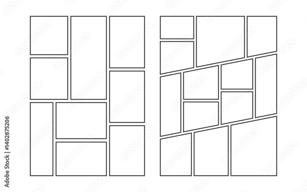 Collection of blank templates for collage grid manga comic storyboard ...