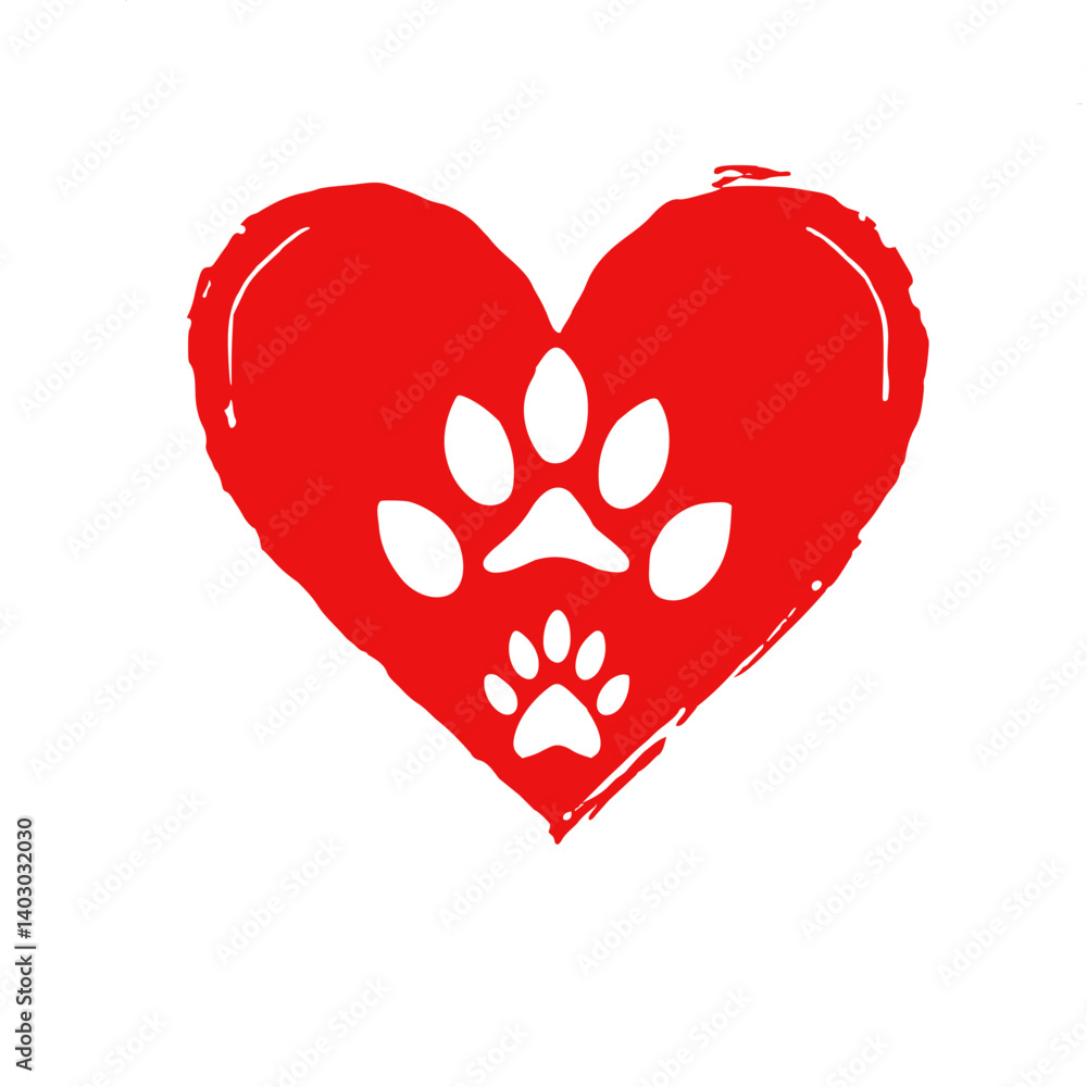 Outline of animal love footprint clipart vector Stock Vector | Adobe Stock
