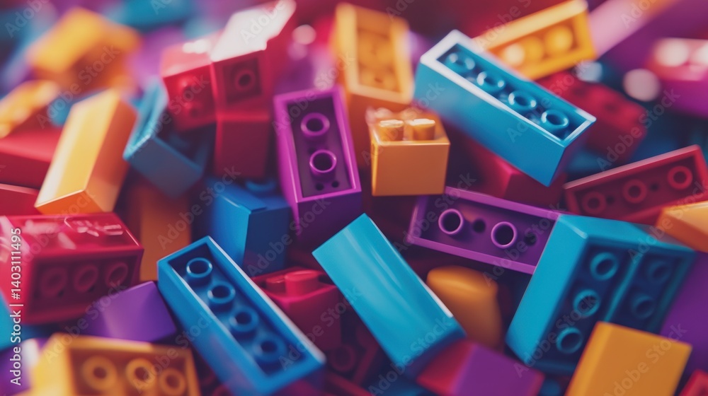 Colorful building blocks fill the frame in a vibrant display of various ...