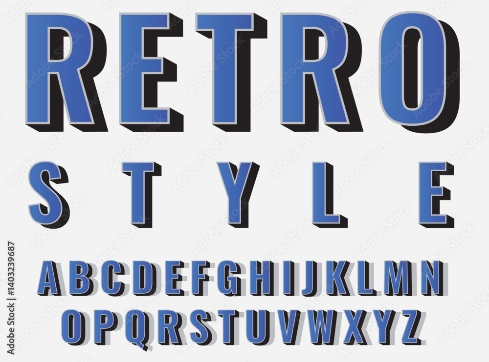 Retro style alphabet features vintage-inspired letterforms with bold ...